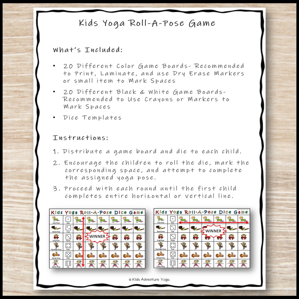 Kids Yoga Dice Game, 36 Different Poses, Fitness Game, Kids Yoga Class ...