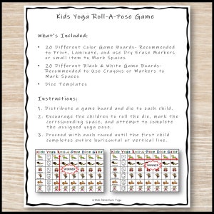 Kids Yoga Dice Game, 36 Different Poses, Fitness Game, Kids Yoga Class ...
