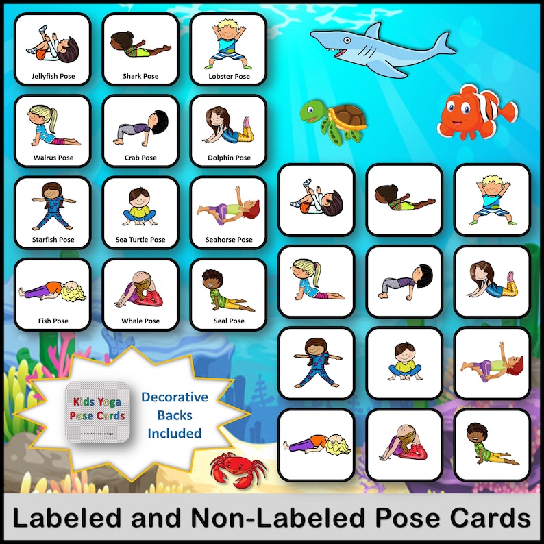 Ocean Kids Yoga Games, Pose Cards, Spinner & Dice (PDF Download) - Etsy