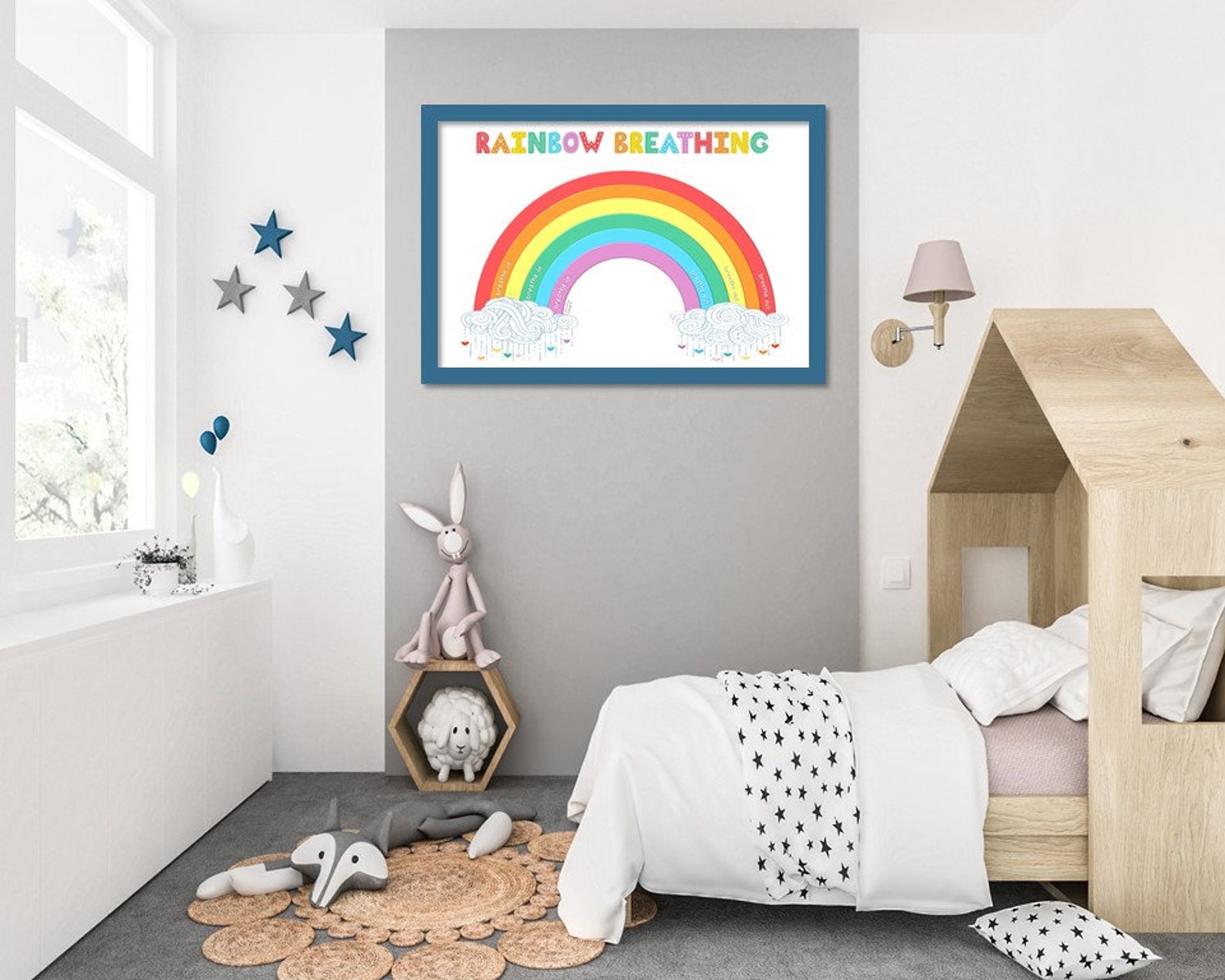 Pastel Rainbow Breathing Poster, Kids Mindfulness Breathing Exercise ...