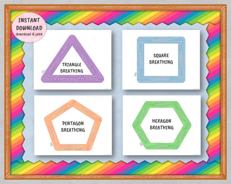 Mindfulness Breathing Exercises Activities Cards for Kids, Finger ...