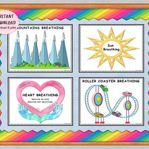 Kids Mindfulness Breathing Exercises Activities Cards, Finger Tracing ...