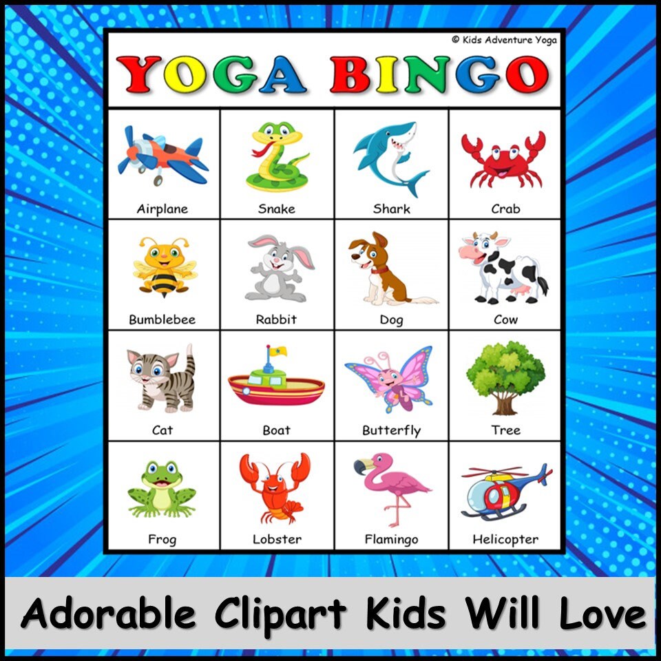 Kids Yoga Bingo Game Great for Preschool and Elementary Students, PE ...