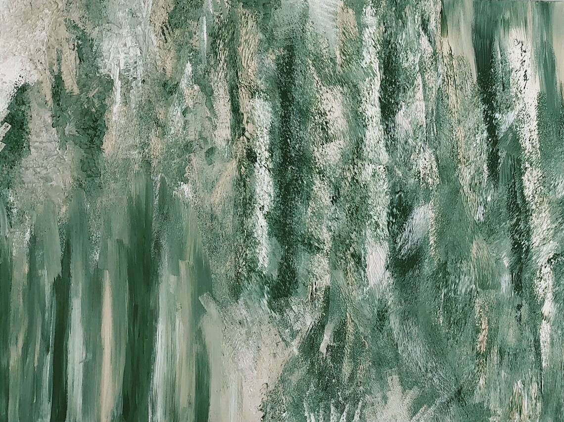 Green Abstract Wall Art on Canvas - Etsy