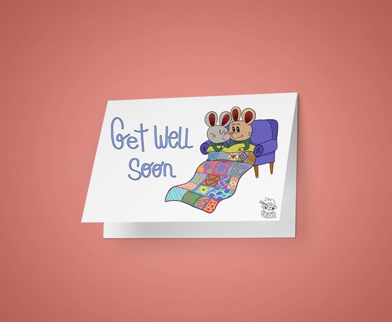 Mice in Quilt Get Well Soon Postcard Size - Etsy