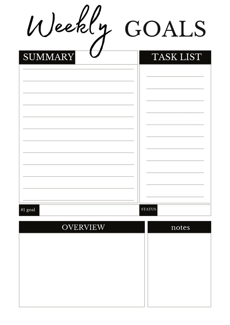 Weekly Goals Planner - Etsy