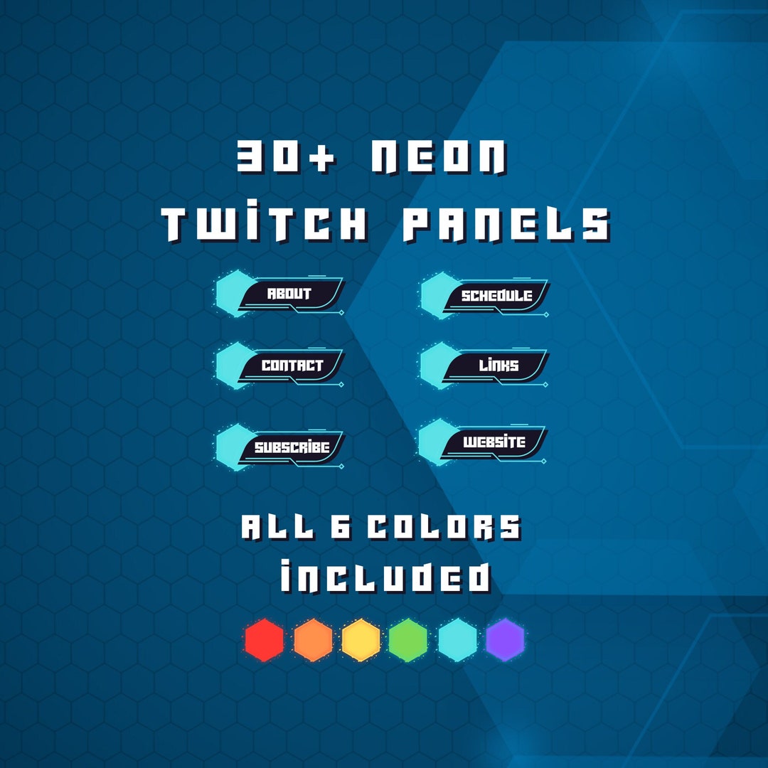 Neon Hex Twitch Panels Bundle - 30 Unique Designs in 6 Vibrant Colors ...