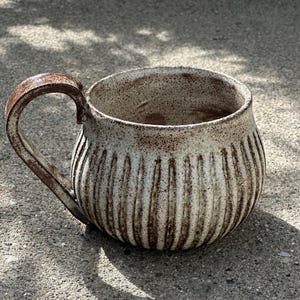 Unique Handmade Creamy Ceramic Belly Mug - Coffee Tea Mug - Latte Mug ...