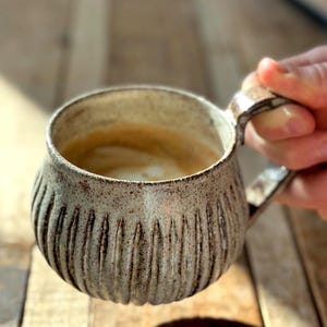 Unique Handmade Creamy Ceramic Belly Mug - Coffee Tea Mug - Latte Mug ...
