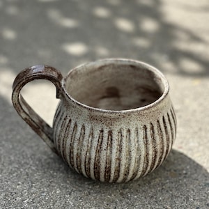 Unique Handmade Creamy Ceramic Belly Mug - Coffee Tea Mug - Latte Mug ...