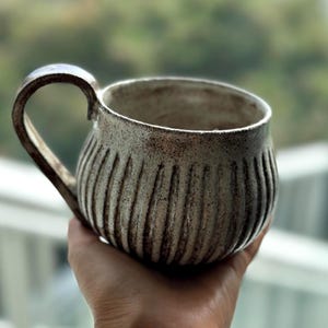 Unique Handmade Creamy Ceramic Belly Mug - Coffee Tea Mug - Latte Mug ...