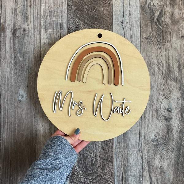 Rainbow Teacher Sign - Etsy