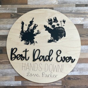 Personalized Fathers Day Gift, Best Dad Hands Down, Kid Handprint Gift ...