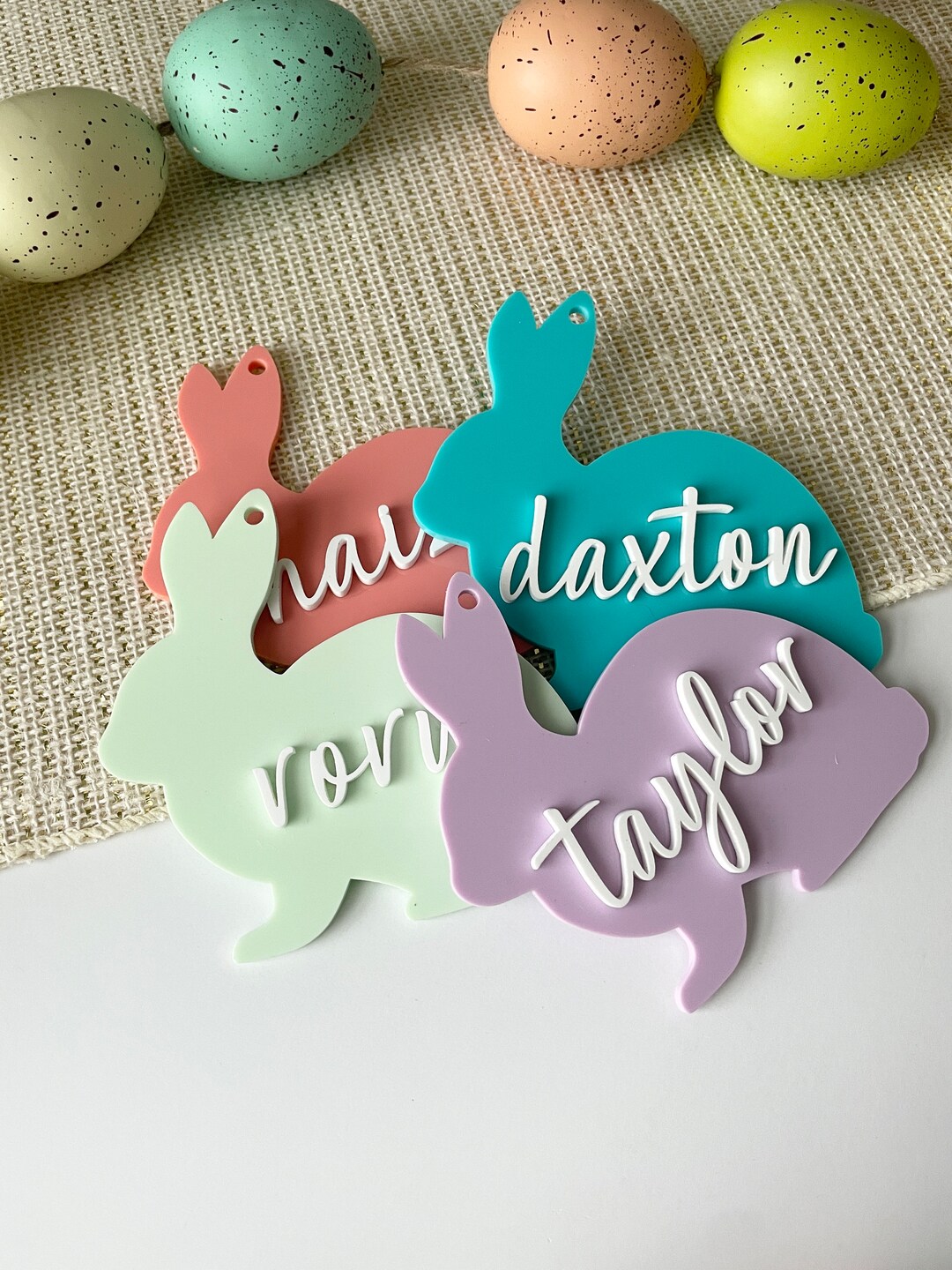 Easter Tags, Personalized Easter Name Tags, Engraved Wooden Basket Tag ...