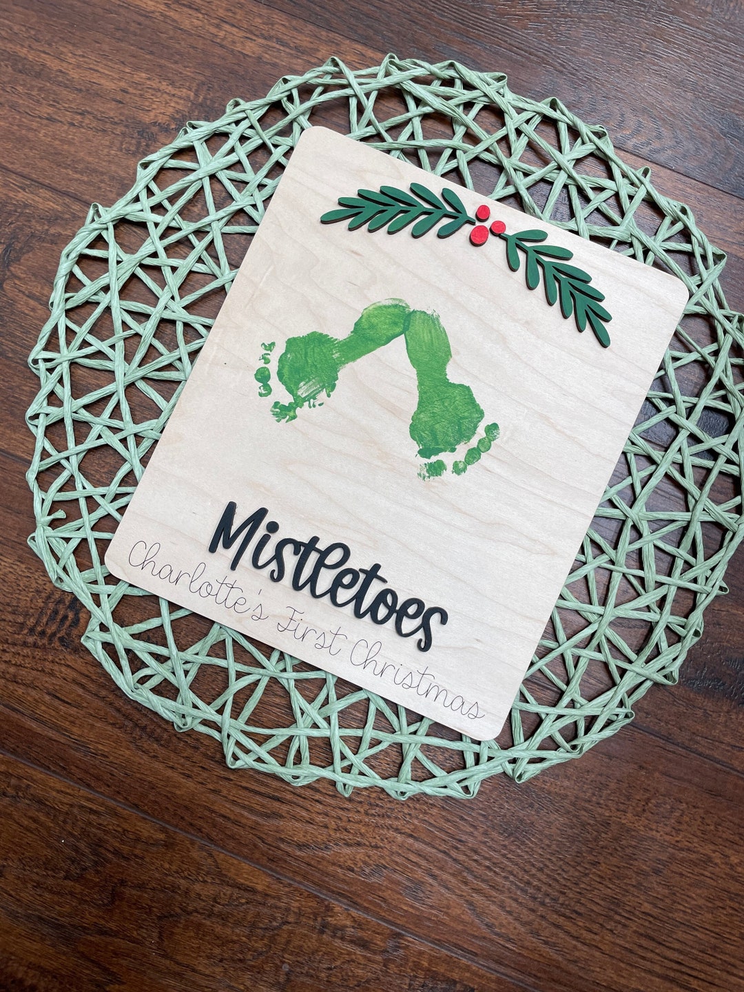 Mistletoe Footprint, Mistletoe Craft, Personalized Christmas Gift ...