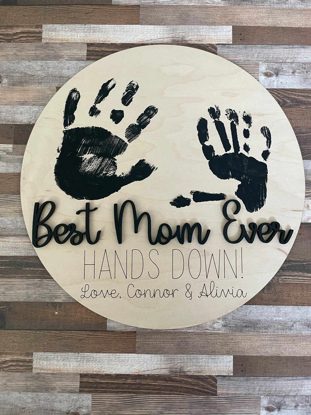 Personalized Mothers Day Gift, Best Mom Hands Down, Kid Handprint Gift ...