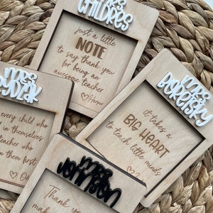 Teacher Note Holder, Teacher Appreciation, Teacher Gift, Wooden Teacher ...