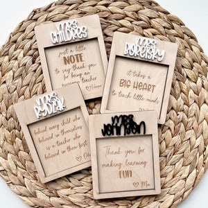 Teacher Note Holder, Teacher Appreciation, Teacher Gift, Wooden Teacher ...