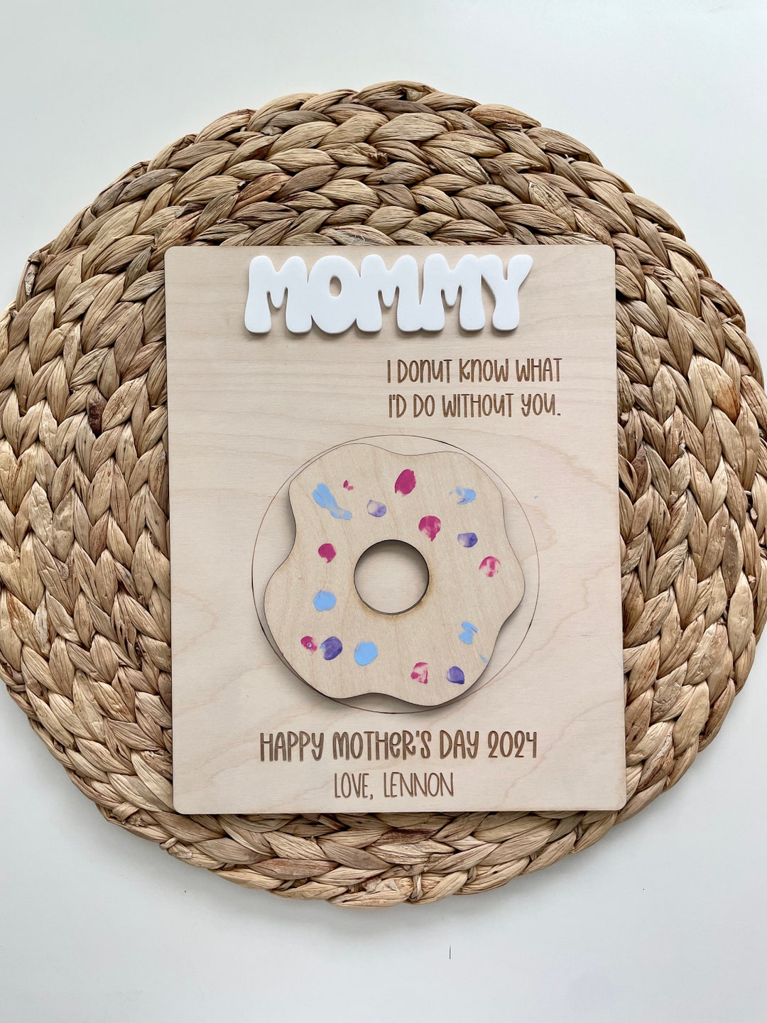 Mother's Day Sign, Mothers Day DIY Fingerprint, I Donut What I Would Do ...