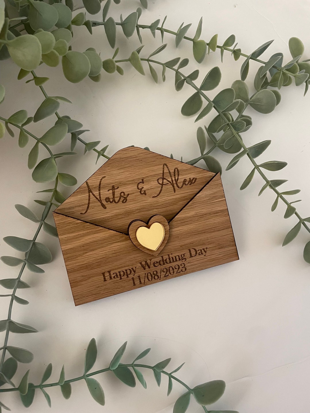 Wedding Money Holder, Wooden Envelope, Personalised Wedding Money ...