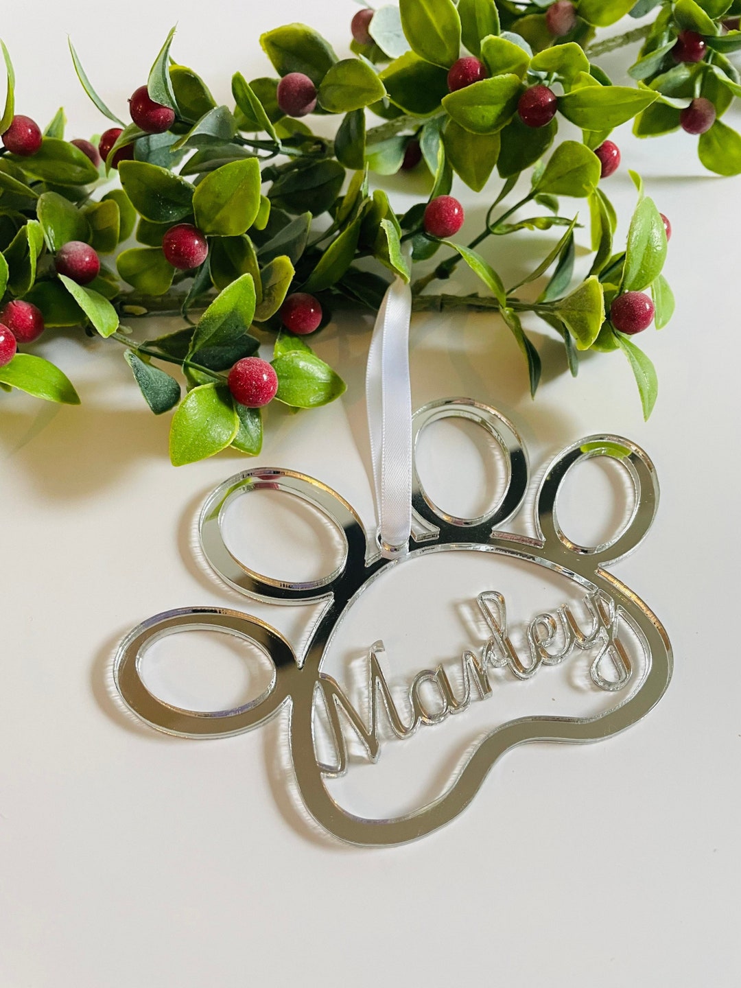 Dog Bauble, Cat Bauble, Paw Print Decoration, Animal Christmas Bauble ...