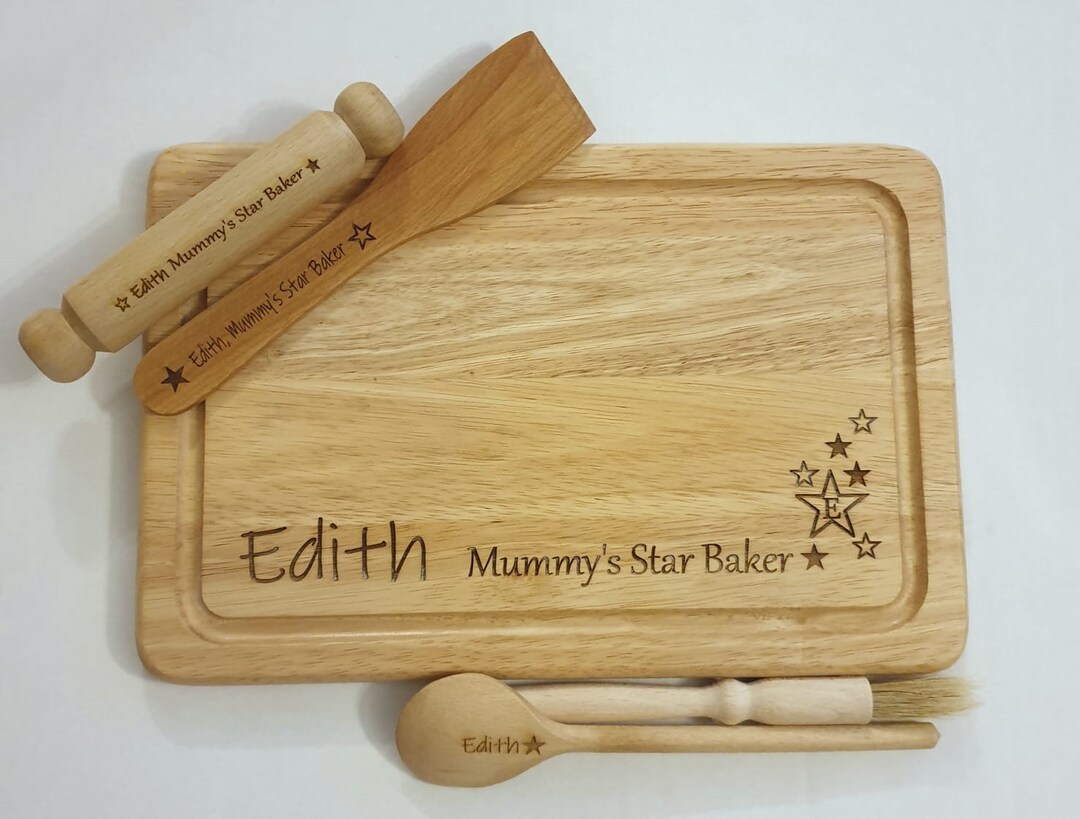 Children's Baking Set Personalised - First Baking Set, Round Chopping ...