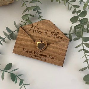 Wedding Money Holder, Wooden Envelope, Personalised Wedding Money ...