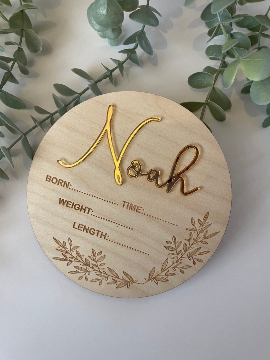 Baby Arrival Sign, Hello World Sign, Engraved Baby Name Plaque, Birth ...