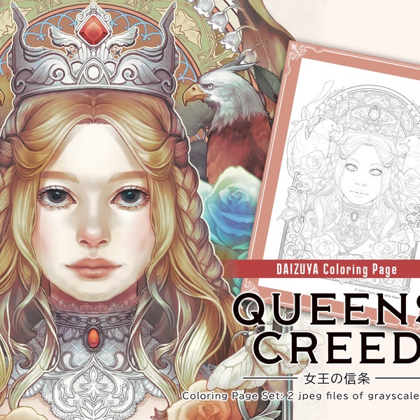 Queen Line Art Coloring Page - Etsy