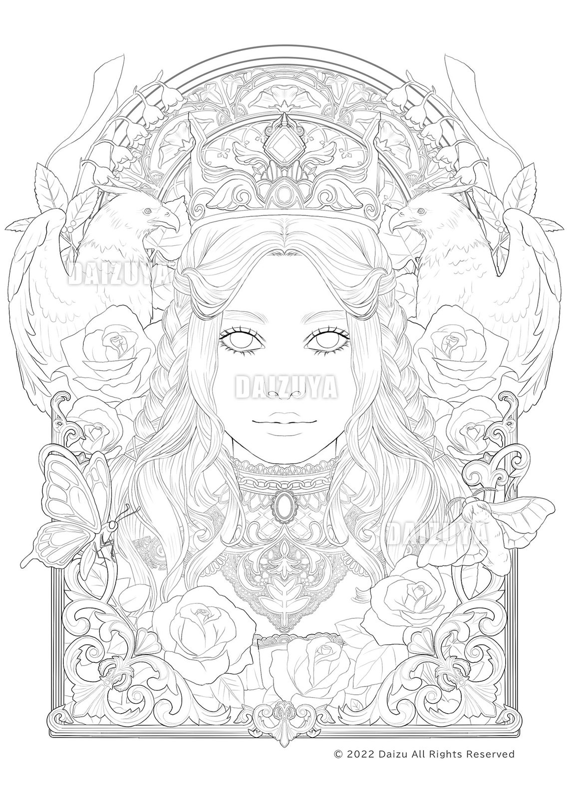 Queen's Creed- Coloring Page Line Art Illustration Printable File. - Etsy