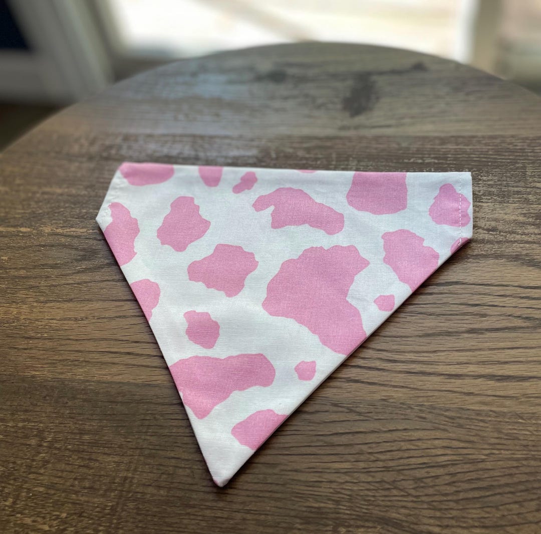 Pink Cow Print Dog Bandana, Dog Bandana, Customized Dog Bandana ...