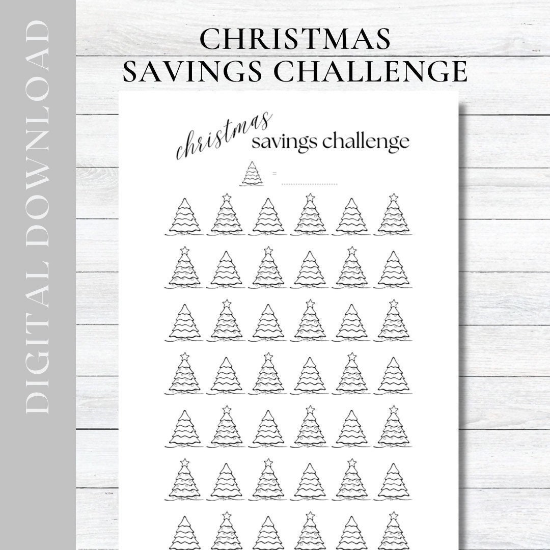 Printable Christmas Savings Challenge Tracker| Digital Download Cash ...