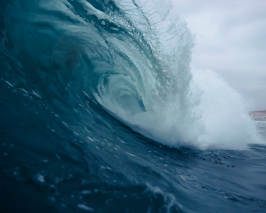 Dark Blue Wave Barrel Photo Print | Wave Photography | Beach Theme Wall ...