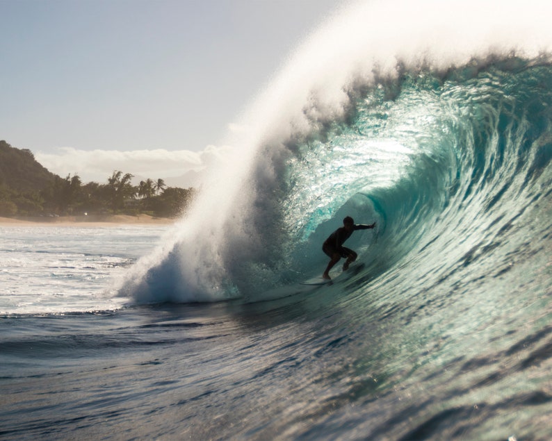 Big Wave Surfer in Barrel Silhouette Photo Print | Wave Photography ...