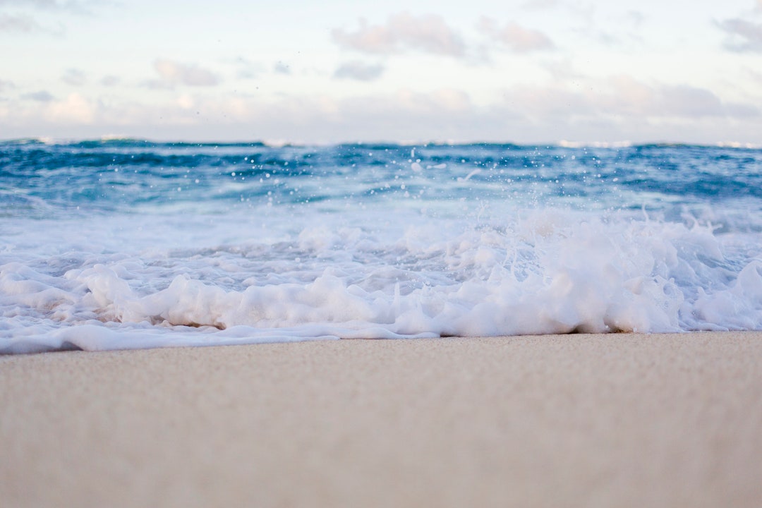 Ocean Waves on Sandy Shoreline Photo Print | Ocean Photography | Beach ...