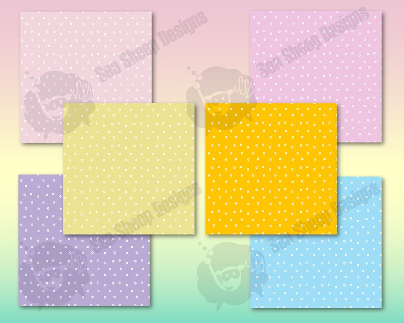 Hand Drawn Polka Dot Digital Paper Pack/ Pastel Rainbow Colors Cute ...