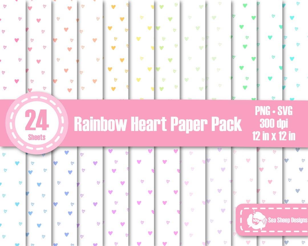 Pastel Rainbow Tiny Heart Digital Paper Pack/ Cute Digital Paper Set ...