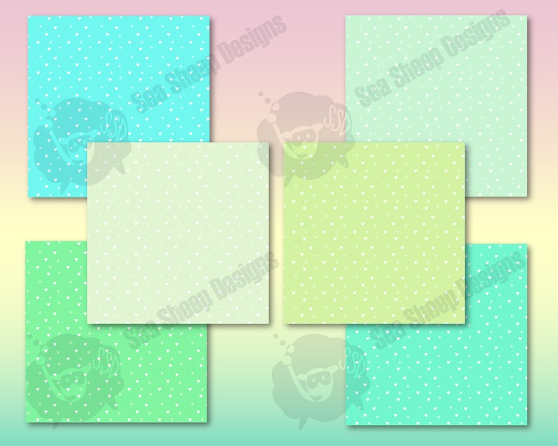 Pastel Rainbow Tiny Heart Digital Paper Pack/ Cute Digital Paper Set ...