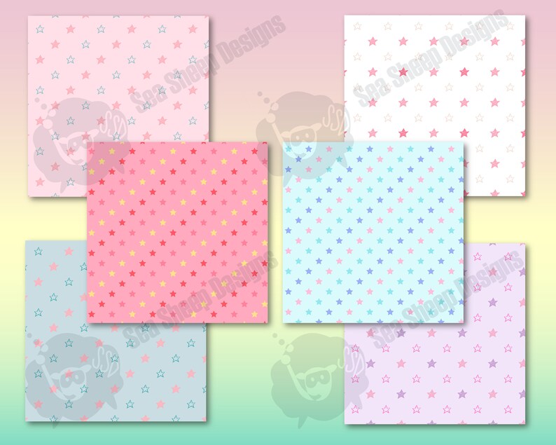 Star Digital Paper Pack Simple Hand drawn Pastel PNG SVG | Etsy