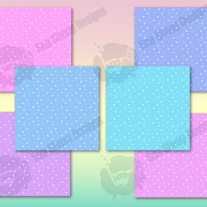 Pastel Rainbow Tiny Heart Digital Paper Pack/ Cute Digital Paper Set ...