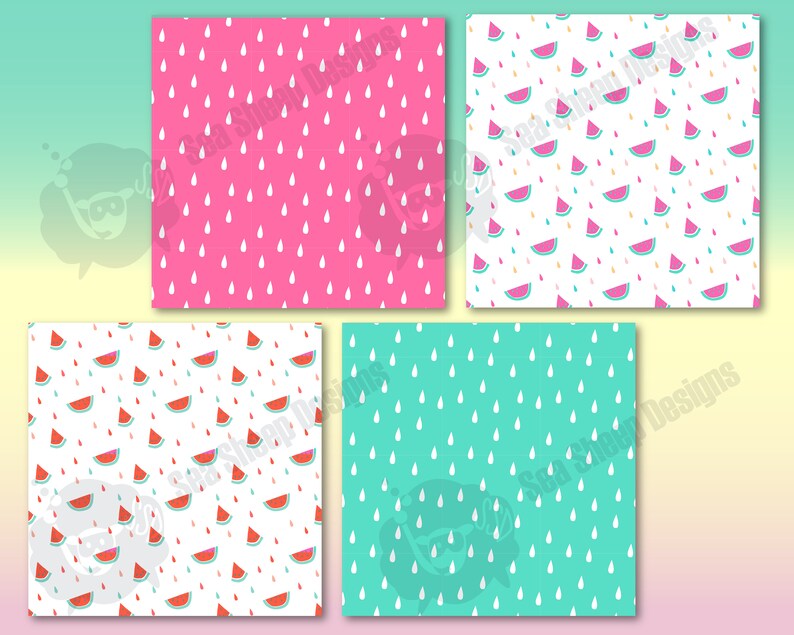 Watermelon Digital Paper Pack/ Colorful Tropical Fruit PNG SVG/ Summer ...