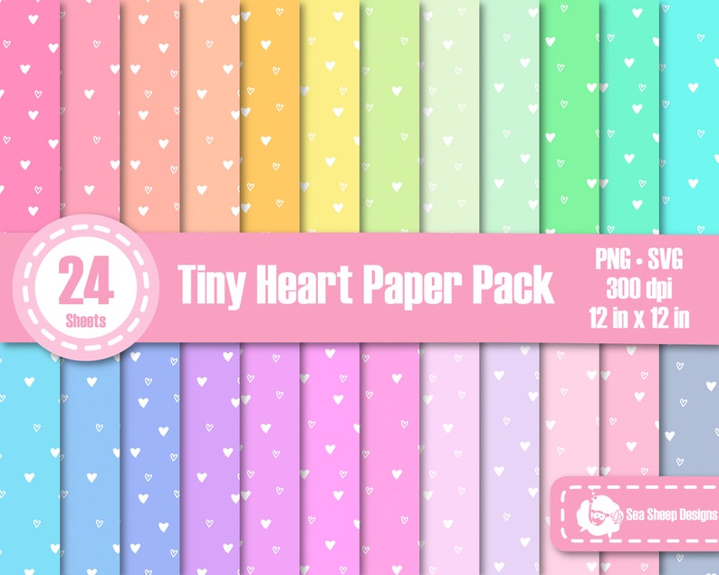 Pastel Rainbow Tiny Heart Digital Paper Pack/ Cute Digital - Etsy Canada