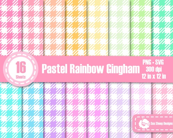 Gingham Digital Paper Set in Pastel Rainbow Colors/ SVG PNG - Etsy