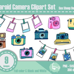 Polaroid Vintage Camera Digital Clipart Set, Vector EPS SVG and PNG ...