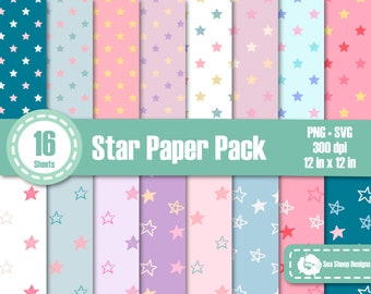 Star Digital Paper Commercial Use Scrapbook Patterns - Etsy
