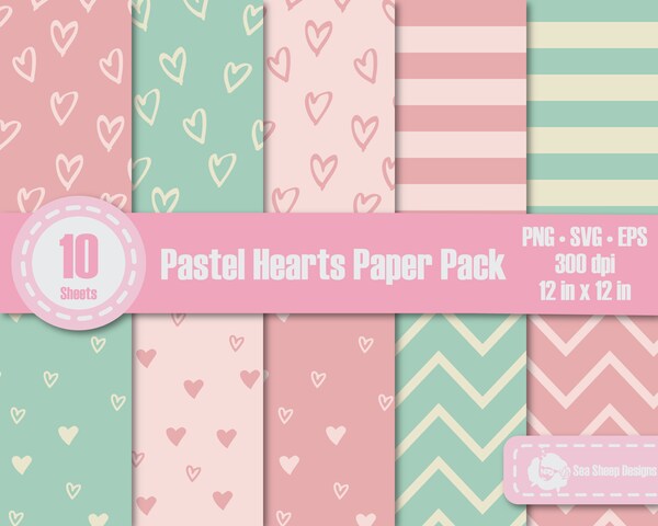 Pastel Rainbow Tiny Heart Digital Paper Pack/ Cute Digital - Etsy Canada