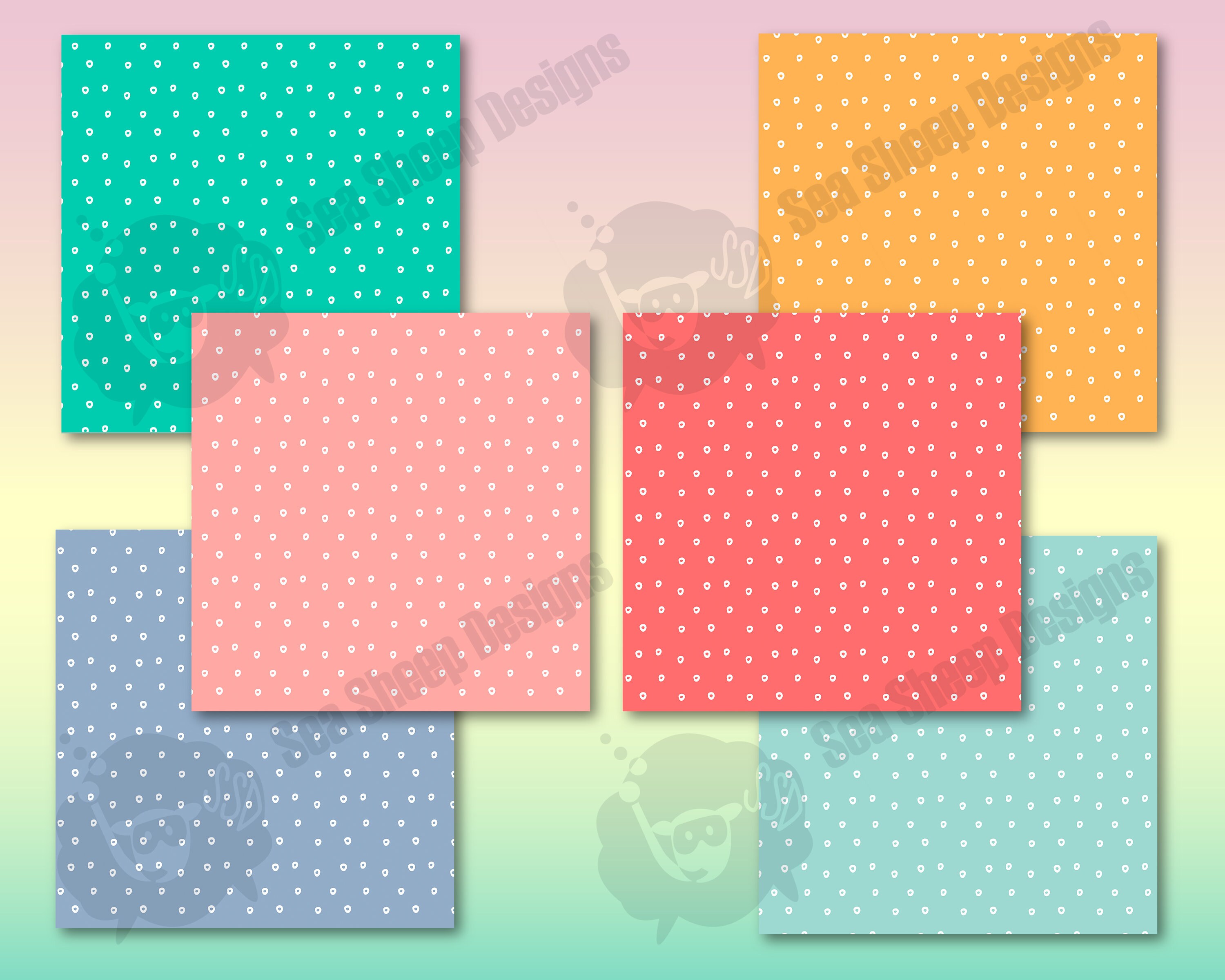 Hand Drawn Polka Dot Digital Paper Pack/ Pastel Rainbow Colors Cute ...