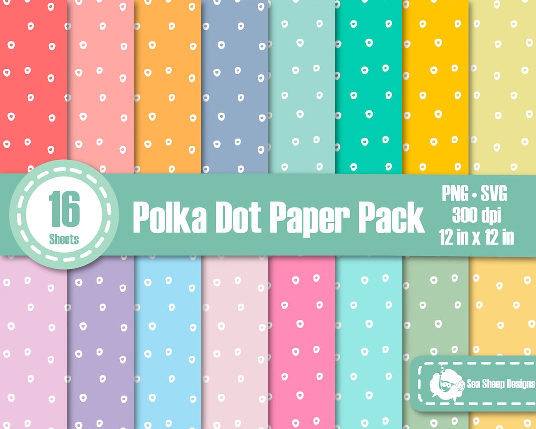 Hand Drawn Polka Dot Digital Paper Pack/ Pastel Rainbow Colors Cute ...