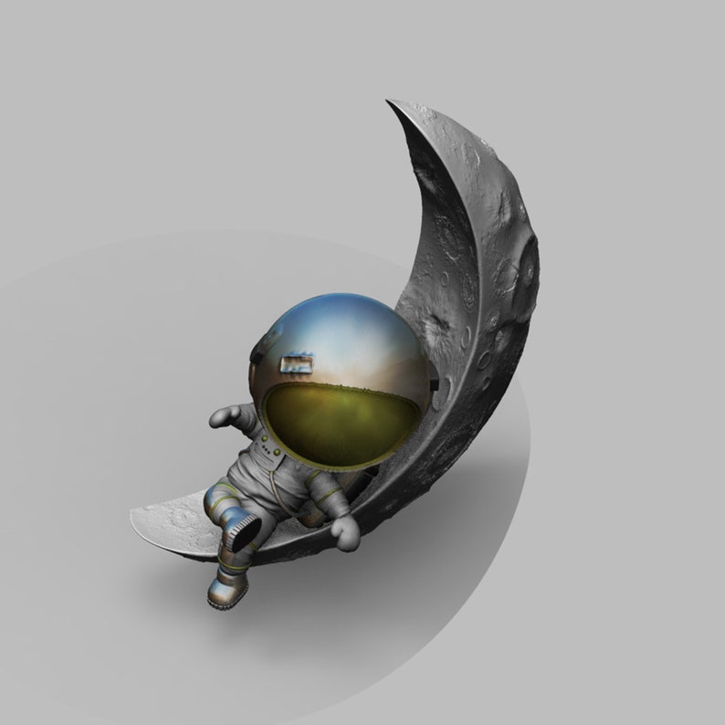 CUTE Chibi Astronaut Chillin on Moon Wall Decor - Etsy