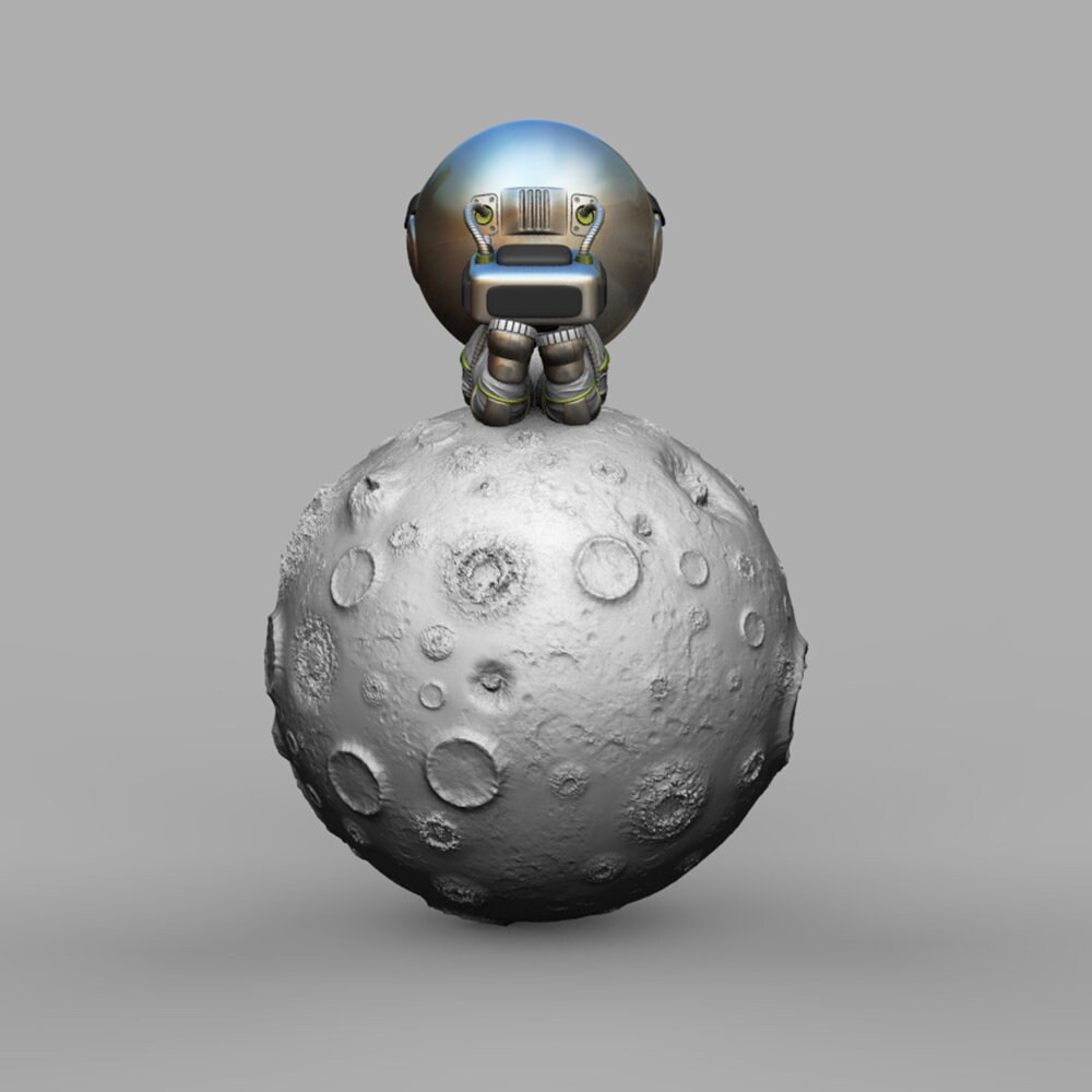 CUTE Chibi Astronaut Laying on Moon - Etsy